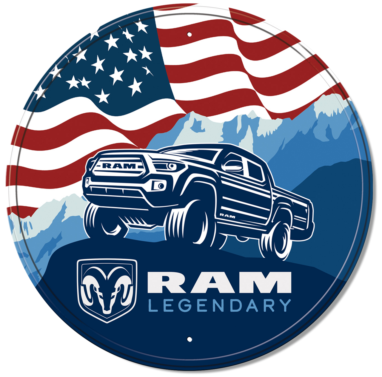 RAM Legend Round Metal Sign – Man Cave Stuff